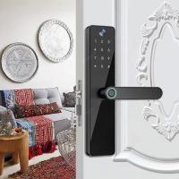 China Peephole Camera Smart Front Door Locks TH-505 Black Biometric Code Card Key Tuya Unlock for sale