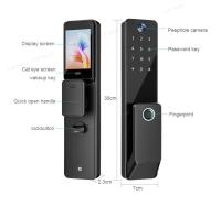 China TH-506 Black Aluminium Full Auto Smart Entry Door Locks Biometric Code Card Key Tuya for sale