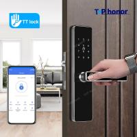 China TH521 Aluminium Alloy Apartment Smart Door Lock TTLock Biometric Code Card Key Unlock for sale