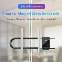 China U Bracket Smart Glass Door Lock Electronic Digital Fingerprint Aluminum Materail for sale