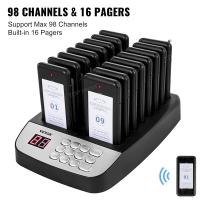 China 16 Pagers Pager System Up To 98 Buzzers Wireless Call System With Vibration Flicker And Buzzer For Churches for sale