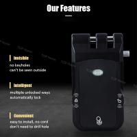 China Invisible Remote Control Anti Theft Door Lock Graffiti Smart Double Motor Drawer Lock for sale