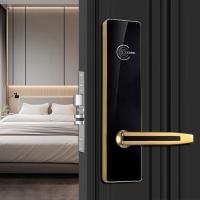 China Smart Hotel Door Lock In Black Or Grey RFID Card Access Zinc Alloy Body for sale