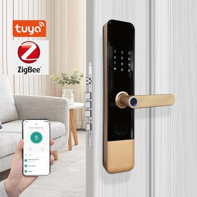 China Gold I apartment home electronic fingerprint digital graffiti TT lock security intelligent door lock production for sale