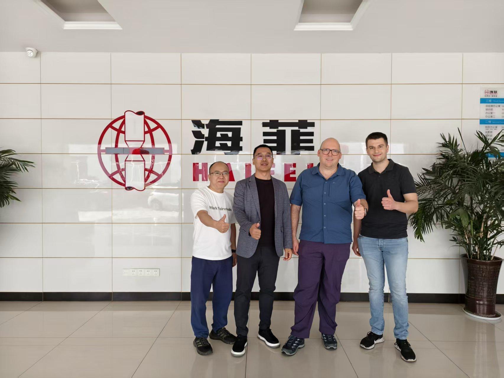 German customers visit Haifei welding equipment factory to inspect intelligent welding machines and automation solutions.
