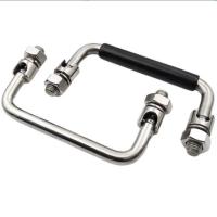 China ISO9001 Steel Cabinet Handles 150*9mm Tool Box Pull Handle ODM With Black Rubber Grips for sale