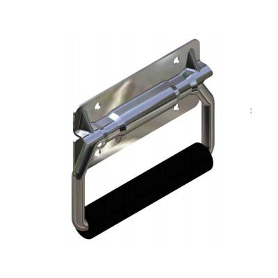 China Steel Folding Pull Recessed Chest Handles Iron Galvanized With Rubber Grips for sale