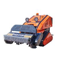 China 400m Remote Distance Tracked Lawn Mower with Remote Hydraulic Cylinder Lift for Slope Mowing for sale