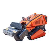 China 400m Remote Distance Tracked Lawn Mower with Remote Hydraulic Cylinder Lift for Slope Mowing for sale