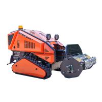 China 400m Remote Distance Tracked Lawn Mower with Remote Hydraulic Cylinder Lift for Slope Mowing for sale