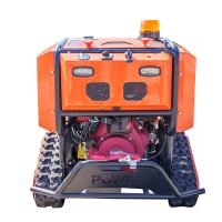 China 400m Remote Distance Tracked Lawn Mower with Remote Hydraulic Cylinder Lift for Slope Mowing for sale