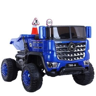 China 12V Electric Construction Truck Ride On Toy with Remote Control and Tipping Bucket for Kids for sale