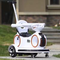 China Children Ride On Electric Car 6V4.5H with Retractable Push Handle and Colorful Lights for Ages 2-4 for sale