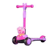 China Kids 3 Wheel Pedal Skateboard Scooter Car with Folding Function Music Lighting PU Wheels for Ages 2-6 for sale