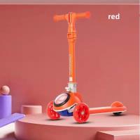 China Kids 3 Wheel Ride On Scooter Folding Car with Silent Flashing Color Wheel PP Material 63x57x49cm for sale