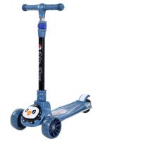 China 3 PU Wheel LED Kids Kick Scooter with Music Lighting One-Click Folding 60kg Load for sale