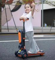China 3 Wheel Ride On Scooter Car for Kids Soft Leather Seat One Button Folding 59x31x62cm for sale
