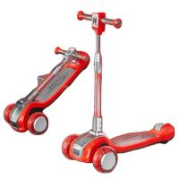 China 3 Wheel PU Folding Ride On Scooter Car for Kids 2-7 Years 50kg Max Load for sale
