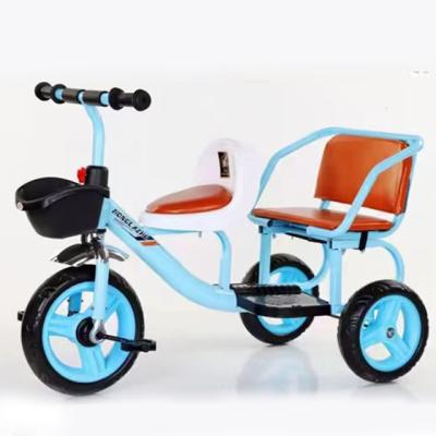 China Outdoor Child Bike Double Tricycle for Ages 2-5 with Large Basket and Fast Loading Handlebars for sale