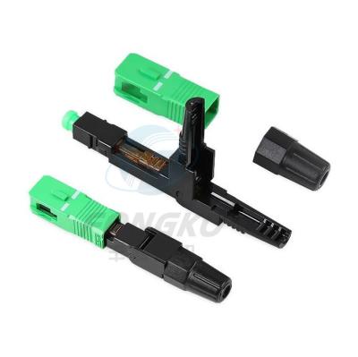 China SC APC UPC Fiber Optic Fast Connector 2x3mm Flat Drop Cable 55mm 60mm for sale