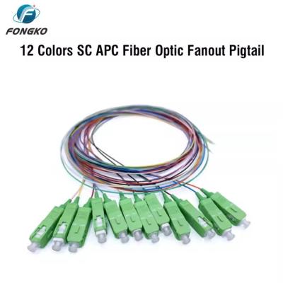 China Fiber Optic SM Fiber Pigtail 12 core 0.9mm G652D PVC LC FC SC ST UPC APC fiber pigtail for sale