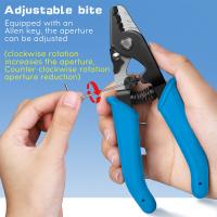 China 3-Hole Precision Optical Cable Stripper SC Jaw Safety Lock Spring Return Ergonomic Rubber Fiber Optic Stripper for sale