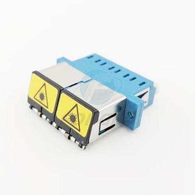 China Blue Auto Shutter SC Duplex Adapter DX lC UPC Connector With Flange for sale