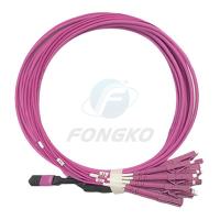 China 8  Fiber OM4 MPO to LC Patch Cord  MPO to LC Fiber Optic Breakout Cable for sale