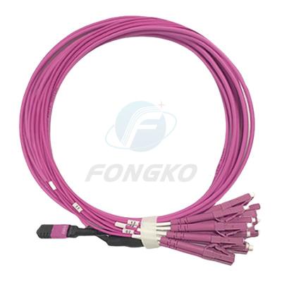 China 8  Fiber OM4 MPO to LC Patch Cord  MPO to LC Fiber Optic Breakout Cable for sale