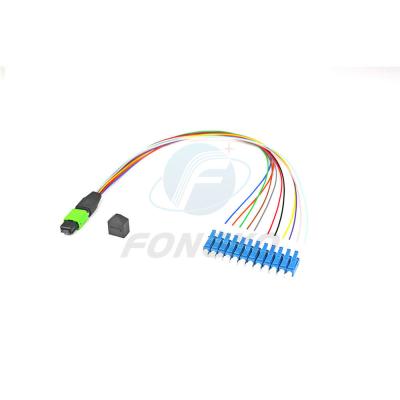 China 8/12/24 Fiber MTP MPO to LC Fanout Patch Cable for FTTB 0.9mm MPO Connector Type for sale