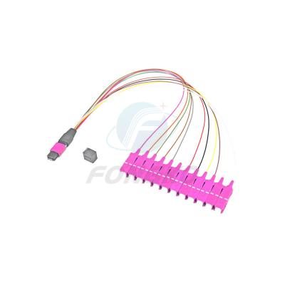 China Multimode OM4 MPO To SC Fan Out Fiber Optic Cable 0.9mm mtp fanout for sale