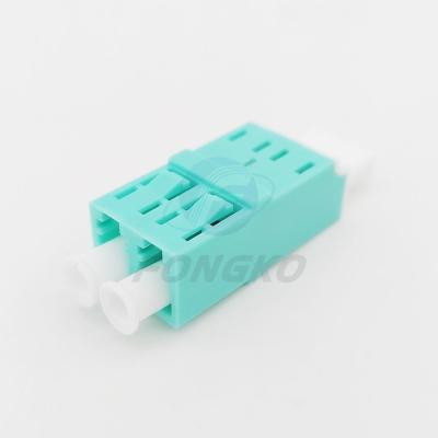 China Duplex LC OM3 Plastic Optical Fiber Adapter with Metal Shutter Flangeless for sale