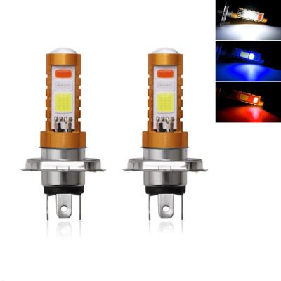 China 3 Colors COB LED Headlight H4 H6 80W P15D BA20D White Blue Red for sale