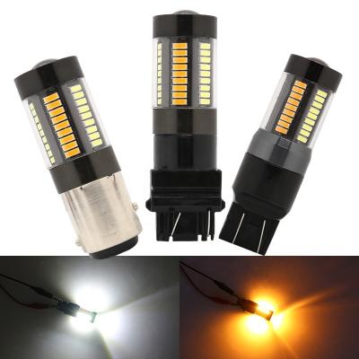 China LED Brake Turn Signal Lights 1157 3157 7443 4014 66SMD Dual Color White Yellow 12V Switchback for sale