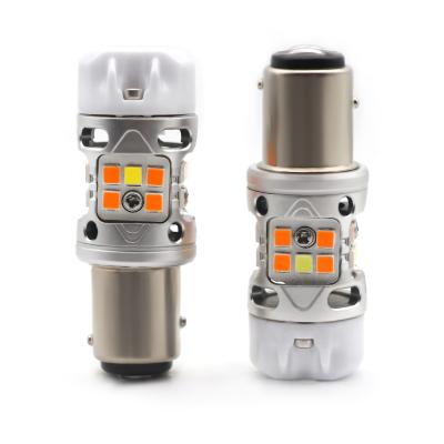 China Newest Innovative T3 Dual Color Switchback CANBUS LED Bulb 1157 BAY15D With 1200LM Anti Hyper Flash Amber Turn Signal Light and White DRL for sale