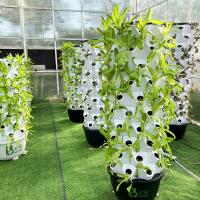 China 65L 10 Layer 80 Holes Movable Rotating Vertical Hydroponic Pineapple Aeroponic Tower for sale