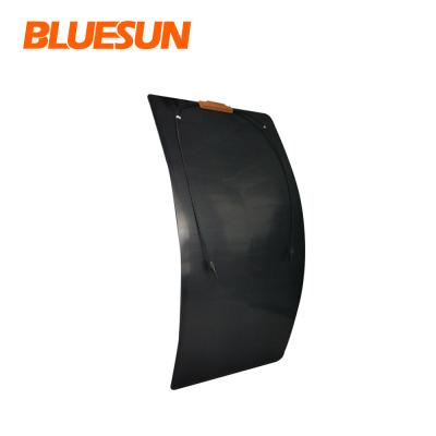 China Bluesun Wholesale Custom All Black 180w Mono Solar Panel 60w 80w 110w 160w Black Semi Flexible Panel 166mmx166mm for sale