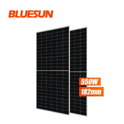 China Bluesun 182mm mono solar panel 500w mono solar panel 550w solar panel 600w for solar home BSM550M-72HPH for sale