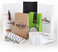 China Kraft Brown Paper Takeaway Bags Waterproof Flat Bottom Grease Proof for sale