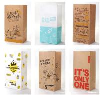 China Kraft Brown Paper Takeaway Bags Waterproof Flat Bottom Grease Proof for sale