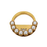 China Gold Ring Shape Metal Handbag Lock With Pearl Purse Hardware for sale