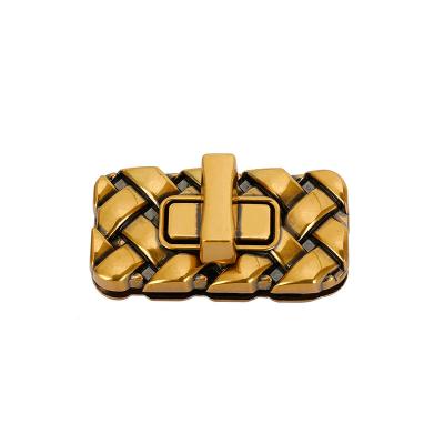 China Rectangular Woven Tote Bag Metal Twist Lock Gold Handbag Purse Lock for sale