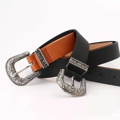 China Fadeless Black Leather Belt Strap Roller Buckle Belt Shinning Webbing for sale
