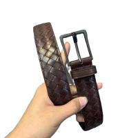 China Mens Black Brown Leather Braided Belt ISO9001 Anti Abrasion Tearproof for sale