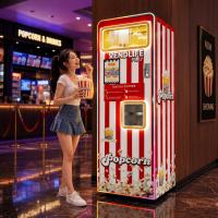 China Commercial Automatic Popcorn Vending Machine 24 Hours Unattended Self Service Cinema Popcorn Maker Multi Flavor Popcorn Dispenser For Mall Arcade Amusement Park Customizable for sale