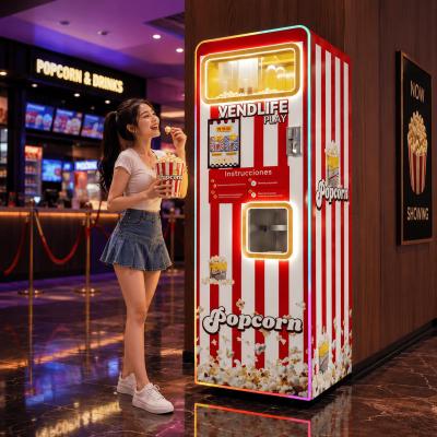 China Commercial Automatic Popcorn Vending Machine 24 Hours Unattended Self Service Cinema Popcorn Maker Multi Flavor Popcorn Dispenser For Mall Arcade Amusement Park Customizable for sale