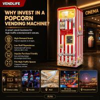 China Commercial Automatic Popcorn Vending Machine 24 Hours Unattended Self Service Cinema Popcorn Maker Multi Flavor Popcorn Dispenser For Mall Arcade Amusement Park Customizable for sale