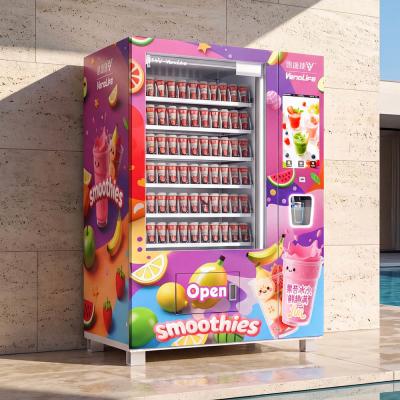 China Commercial Fresh Smoothie Vending Machine with Refrigerated Storage, Automatic Cup Mixing System, Intelligent Elevator Pickup Platform, Remote Management for Operators and Distributors for sale
