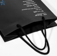 China Printed Black Cardboard Paper Gift Bag For Shopping Garment Packaging Custom Logo for sale
