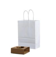 China Promotion Eco-Friendly Recyclable White Small Paper Bag With Handles For Retail And Grocery for sale